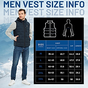 RenRon Versatile Heated Vest For Men - Detachable Heated Hood, With 7.4V 16000mAh Battery Pack, Lightweight Mens Heated Vest