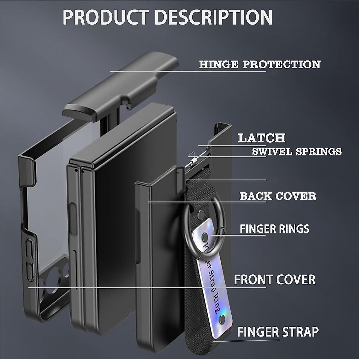 MistWorld for Samsung Galaxy Z Flip 5 Case with Spring Hinge, Hand Strap Finger Ring, Sub Screen Protector Film, Galaxy Z Flip 5 2023 Slim Case for Samsung Z Flip 5 Shockproof Phone Case Cover