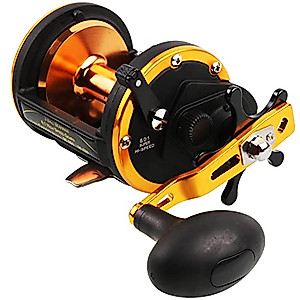 Sougayilang Conventional Reel Trolling Fishing Reel Powerful Drag Fishing Reel for Saltwater Big Game (TS50-gold)