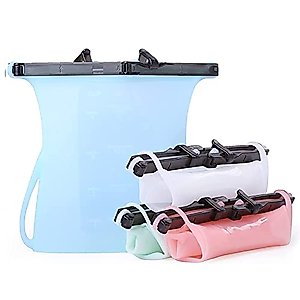 Food Bunker Reusable Bags, 4pcs Per Set, 132g Weight, Different Color Options (Yellow, Green, Blue, & Red), 1000ml Capacity, All-In-One Bag, Dishwasher-Friendly, Easy to Clean, and Eco Friendly
