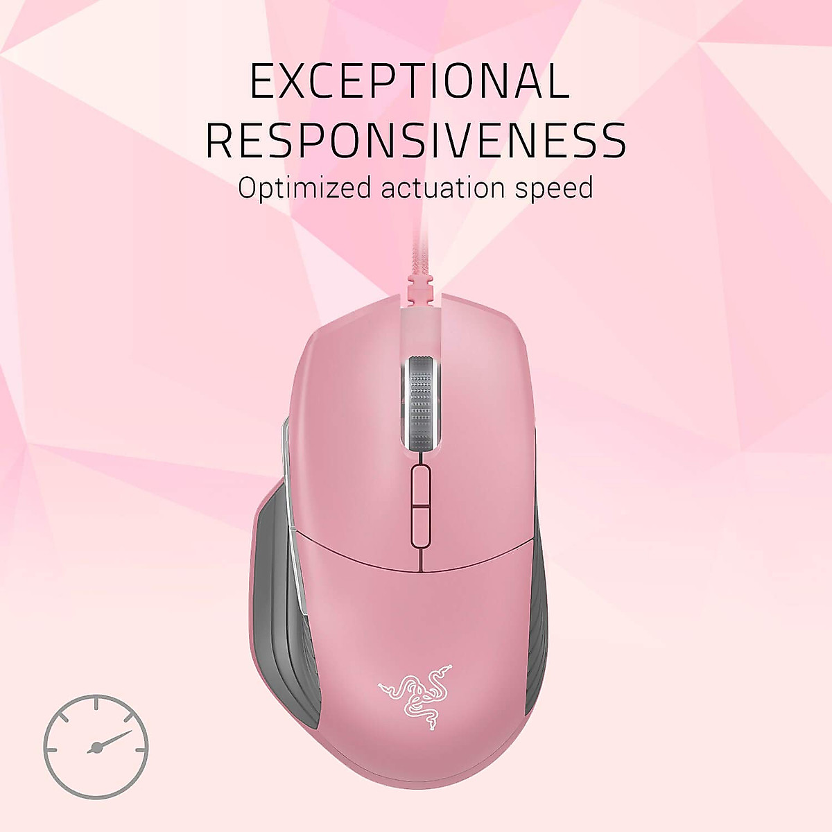 Razer Basilisk Gaming Mouse: 16,000 DPI Optical Sensor - Chroma RGB Lighting - 8 Programmable Buttons - Mechanical Switches - Customizable Scroll Resistance - Quartz Pink