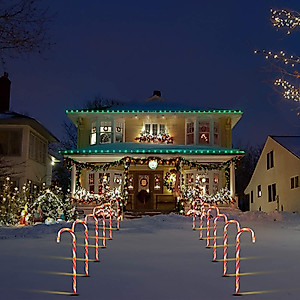 Christmas Candy Cane Lights,20 Inch Candy Cane Outdoor Christmas Decorations Outdoor Pathway Waterproof Led Light for Walkway, Yard, Home, Holiday Party Decoration (16Pack)