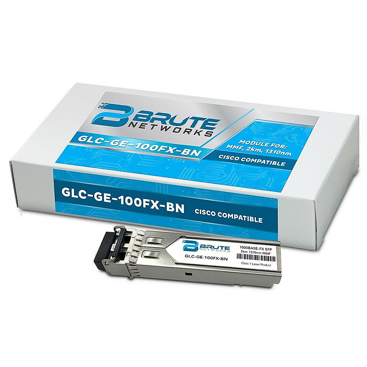 Brute Networks GLC-GE-100FX-BN - 100BASE-FX 2km MMF 1310nm SFP Transceiver (Compatible with OEM PN# GLC-GE-100FX)