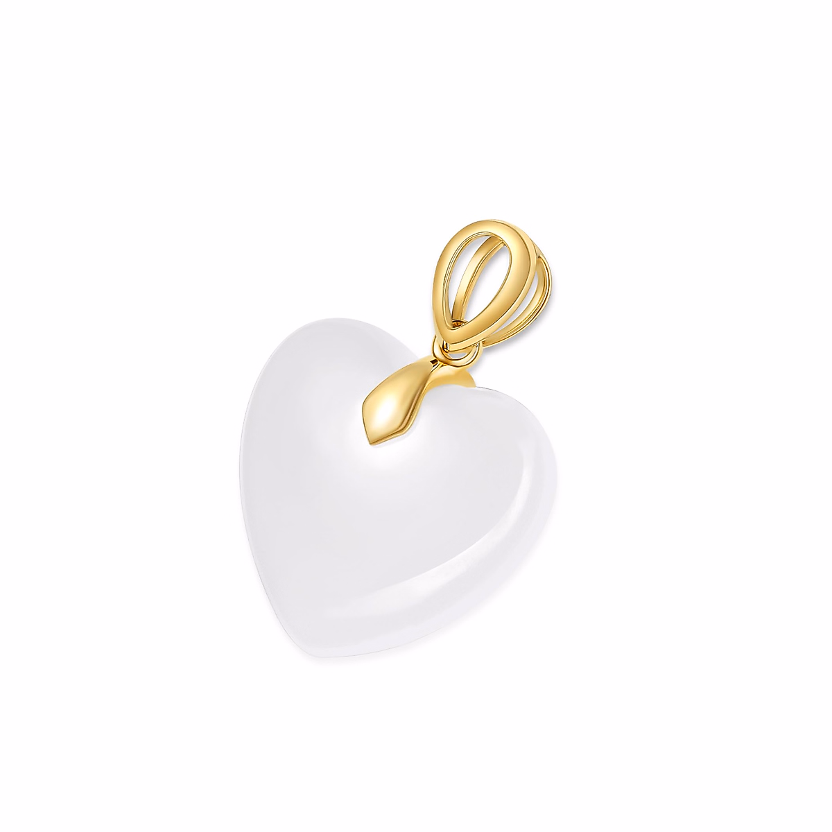 CHOW TAI FOOK Heart Shape Hetian Jade Pendant with 18K Yellow Gold Claws Prong