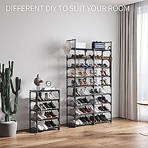 WOWLIVE 9 Tiers Large Shoe Rack Shoe Storage Shoe Organizer 50-55 Pairs Shoe Tower Unit Shelf Durable Metal Pipes with Plastic Connectors Stackable Shoe Cabinet Black(SSS3B9)