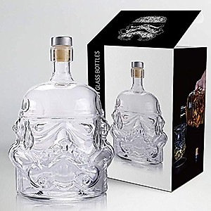 AUTIORE Whiskey Decanter 25Oz Carafe Decanter Transparent Creative Whiskey Carafe for Wine, Liquor, Scotch, Bourbon, Brandy - 750ML Flask Carefe Gift for Husband/Father/Boyfriend.