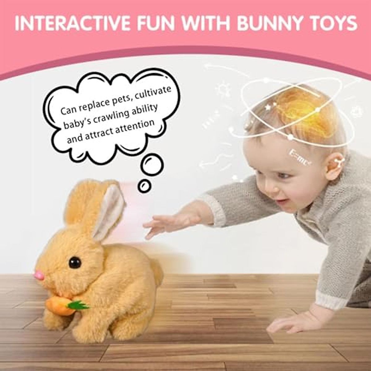 Bunny - My Realistic Bunny Toy, Bunny Realistic Bunny, Bunny Realistic Bunny Toy, Interactive Bunny Realistic Bunny-Jumping, Twitching, and Shaking Ears, Bunbi Realistic Bunny (Brown)
