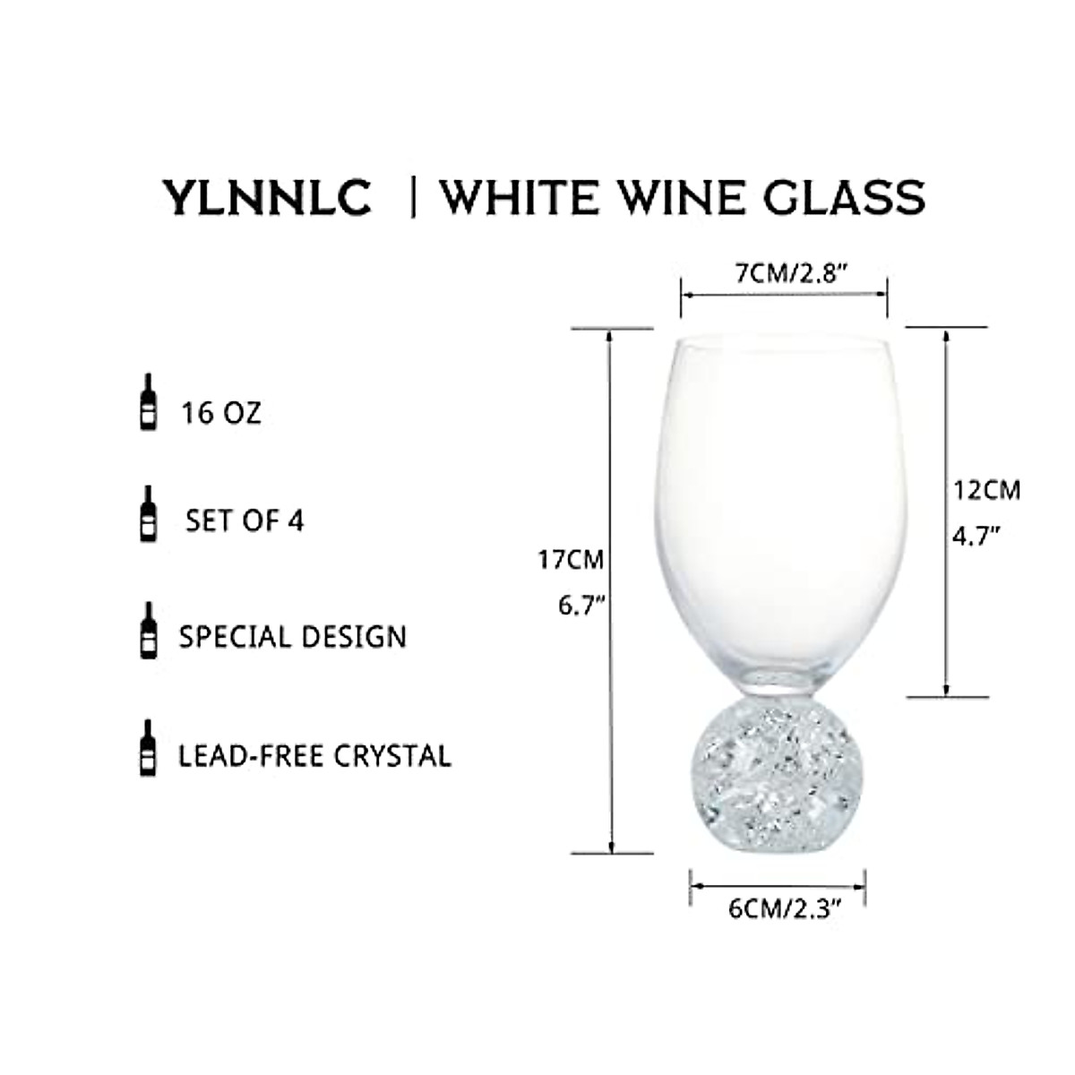 YLNNLC Red Wine Glasses Set of 4-16 oz Lead-Free Crystal Wine Glasses - Crystal Ball Base- Wedding, Wine Tasting, Anniversary, Party, Gift - Clear, Reuseable Glassware