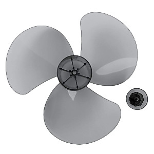 CHICTRY Plastic Fan Blade Replacement Leaves with Nut Cover for Household Standing Pedestal Fan Table Fanner Accessories Grey 12 Inch 3 Leaves