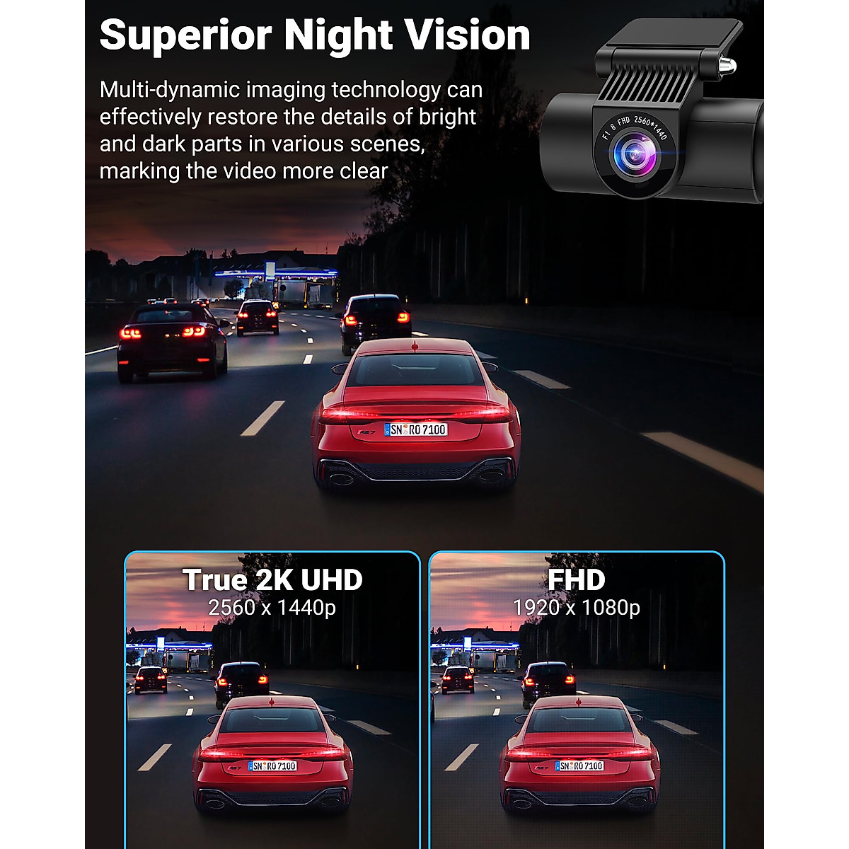 3 Channel 2K Dash Cam, 2K+1080P Dash Camera Front and Rear 360 Dual Dash Cam Built in WiFi 2K+1080P+1080P Three Way Triple Car Camera Night Vision Loop Recording Parking Monitor Support 128GB Max