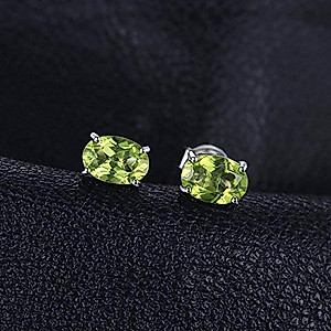 JewelryPalace Natural Garnet Peridot Amethyst Citrine Blue Topaz Birthstone Stud Earrings for Women, 14k Gold Plated 925 Sterling Silver Earrings for Women, Hypoallergenic Earrings for Girls Sets