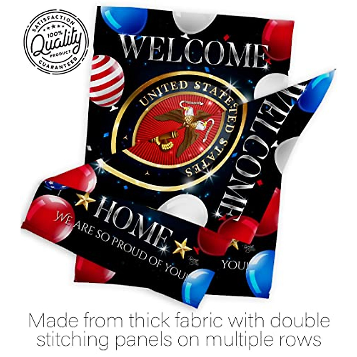 Welcome Home Marine Corp House Flag - Pack Armed Forces Corps USMC Semper Fi United State American Military Veteran Retire Official USA Applique - Banner Small Garden Yard Gift Double-Sided 28 X 40