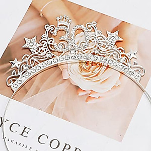 CIEHER 30th Birthday Headband + 30th Birthday Sash Talk Thirty to Me, 30th Birthday Decorations for Women 30th Birthday Crown 30th Birthday Gifts for Her Happy 30th Birthday Party Supplies