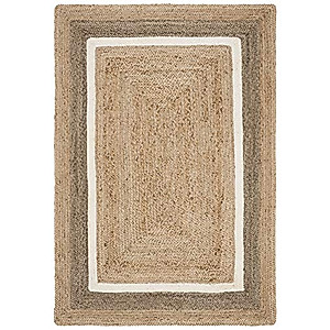 SAFAVIEH Natural Fiber Collection 2' 6" x 4' Natural / Grey/Ivory NF883B Handmade Farmhouse Rustic Braided Jute Entryway Living Room Foyer Bedroom Accent Rug