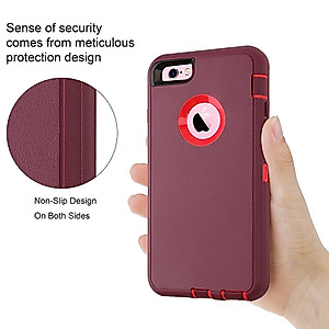 Case for iPhone 6 Plus/6S Plus with Built-in Screen Full Body Protector Phone Case, Shockproof TPU Hard PC Bumper Drop-Proof Shell for iPhone 6 Plus/6S Plus 5.5" (PurplePink)