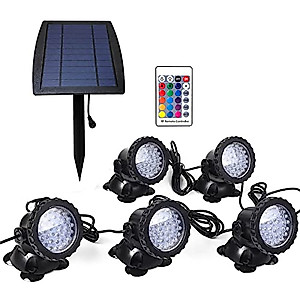 Pond Lights Solar Outdoor Landscape Spot Light Underwater Pond Light LED RGB Colored IP68 Waterproof Fountain Light for Garden Yard Lawn Pathway Tree Flag House Decor (5 Lights in Set)