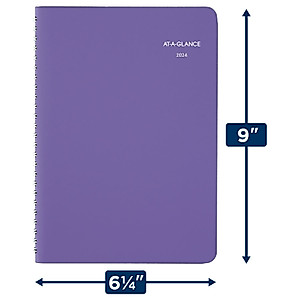 AT-A-GLANCE 2024 Weekly & Monthly Appointment Book Planner, 5-1/2" x 8-1/2", Small, Beautiful Day, Lavender (938P-200-24)