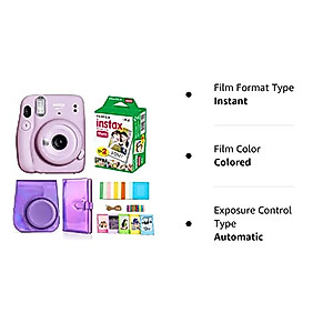 Fujifilm Instax Mini 11 Instant Film Camera, Fuji Instax Mini Film 10 Sheets, Color Frames for Mini Prints, Gift Bundle (Purple - 2)