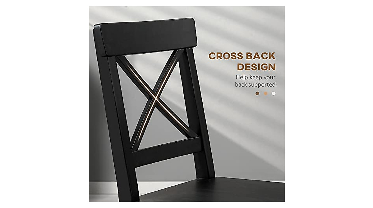 HOMCOM Farmhouse Dining Chairs Set of 2 | Stylish Wooden Kitchen Chairs