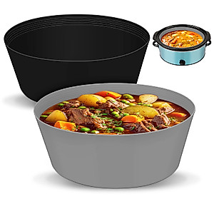 Silicone Slow Cooker Liners Fit 7-8 QT Oval Slow Cooker Crock Pot, Food Grade Silicone Crock Pot Liners Reusable & Leakproof Dishwasher Safe Crockpot Liner