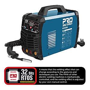 Prostormer Welding Machine, MIG/TIG/MMA 3 in 1 Multifunctional Welder with Digital Display, Electrode Holder, Earth Clamp, Input Power Adapter Cable and Brush