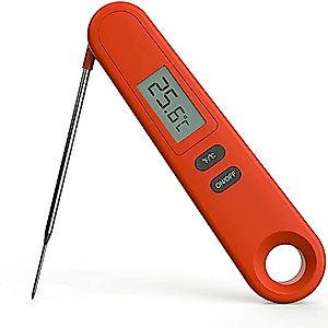 TINOLA Digital Instant Read Meat Thermometer for Meat Poultry Fish Cooking in Frying Pan Smoker Oven BBQ Grill Candy Thermometer (Orange)