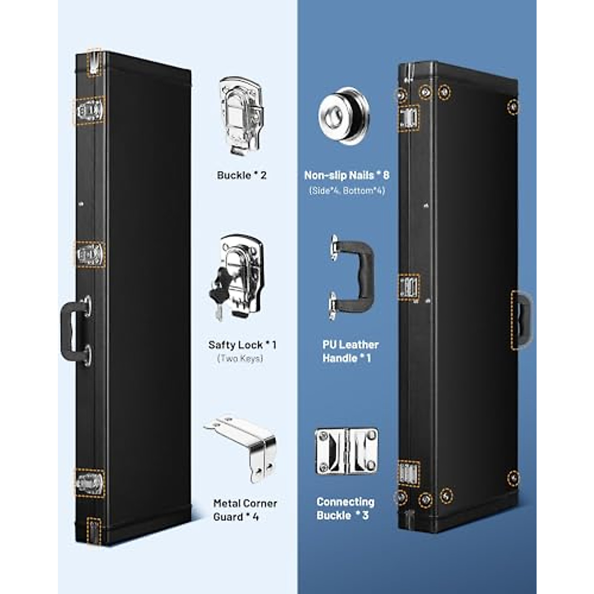 CAHAYA HardShell Wood Case Electric Guitar Hard Case Rectangle Shaped Guitar Case Hardshell for Standard Electric Guitars with Lock Latch Keys Black CY0209