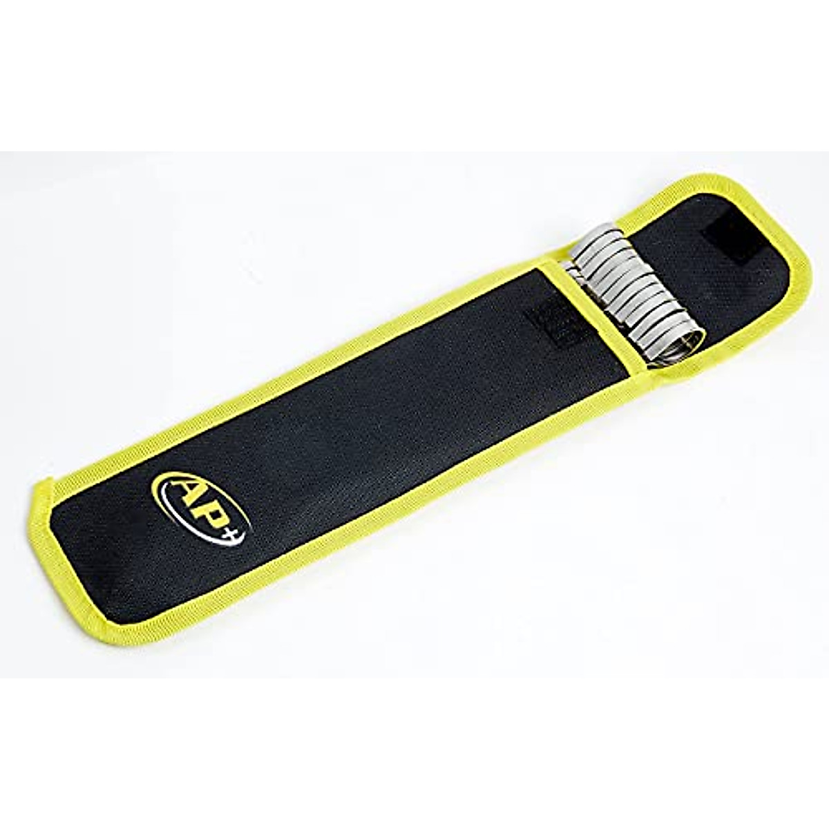 AP Plus Metal Kabob Skewers 12 Inch Long Stainless Steel Shish Grilling Sticks Wide Reusable Set for Meat Shrimp Chicken Vegetable, 12 Pack with Velcro Case