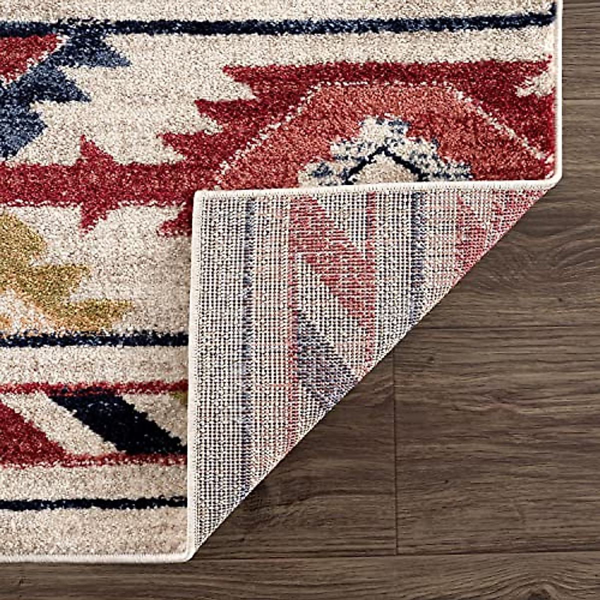 Abani Rugs Tribal Design Red & Beige Living Room Rug - Premium Southwestern Style Non-Shedding 5'3" x 7'6" (5x8) Area Rug