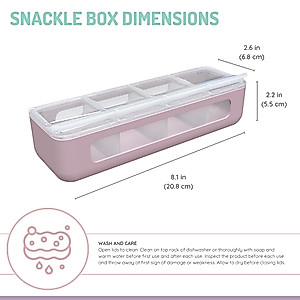 melii Snackle Box – 4 Separate Compartments with Lids, Divided Snack Container, Food Storage for Kids and Adults, Arts & Crafts, Beads, BPA-Free, Pink