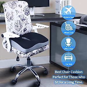 ANKUNABA Seat Cushions for Office Chairs, Large Memory Foam Chair Pad for Coccyx Tailbone Sciatica Back Pain Relief, Orthopedic Butt Pillow for Desk Car Wheelchair Computer Long Sitting (Black)