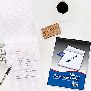 BAZIC Writing Pad 100 Sheets 6" X 9", Lined Ruled Memo Writing Notebook, Easy Tear Note Paper for Office School Home, 1-Pack