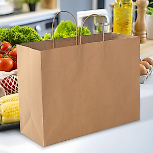 Brothersbox Large Brown Paper Bags with Handles 50PCS Kraft Gift Bags Bulk, 16 * 6 * 12 Inch for Birthday Party Grocery Retail Shopping Business