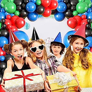 Black Red Blue Green Balloon Garland Arch Kit,BTZO Red Yellow Green Blue Balloons for Birthday Graduation Carnival Superhero Themed Party Decor
