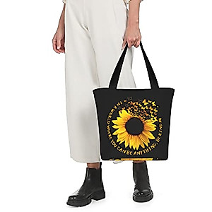 Qaxcdmky Sunflower Tote Bag Large Shoulder Bag Casual Reusable Handbag For Women Shopping Grocery Work