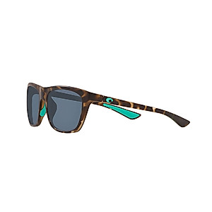 Costa Del Mar Womens Cheeca Square Sunglasses, Matte Shadow Tortoise/Grey Polarized-580P, 57 mm