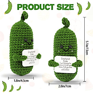 Hoedia Handmade Emotional Pickle Gift, Cucumber Crochet Doll Inspirational Gifts with Cards, Cute Knitted Funny Support Pickle Potato Friend Birthday Christmas Stocking Stuffers (Emotional Pickle)