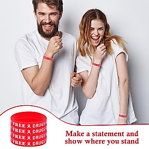 Jenaai Red Ribbon Awareness Silicone Bracelets Drug Free Silicone Rubber Wristbands Red Ribbon Week Soft Red Wristbands for Red Ribbon Week School Events Charity Campaigns Gifts Supplies (400 Pcs)