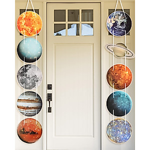 Sabary 10 Pcs Planets Theme Party Decor Solar System Decorations Outer Space Banner Cardboard Cutout Birthday Party Favors Planet Space Sign Porch Banner for Space Birthday Party Supplies