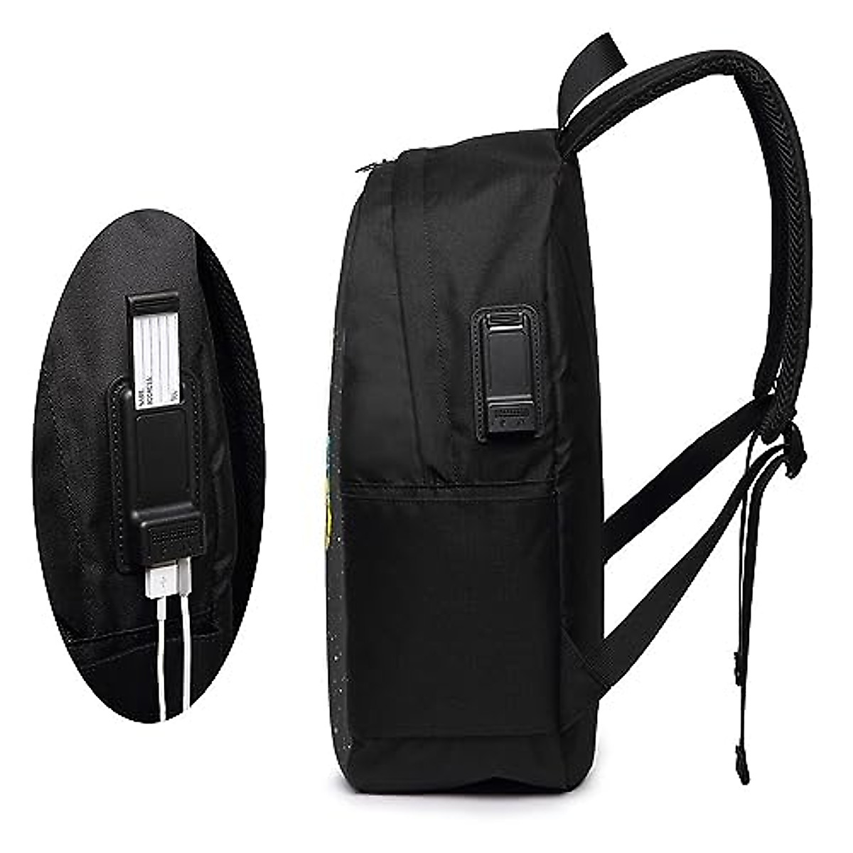 Qcosjeem Asking Rock Band Alexandria Backpack,unisex casual book bags,external usb interface,earphone cable interface,label.traveling backpack suitable for laptop Fashion usb Backpack