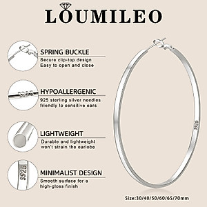 LOUMILEO Large Silver Hoop Earrings for Women Hypoallergenic Sterling Silver Hoop Earrings Lightweight Big Silver Hoop Earrings Silver Hoop Eearrings for Women