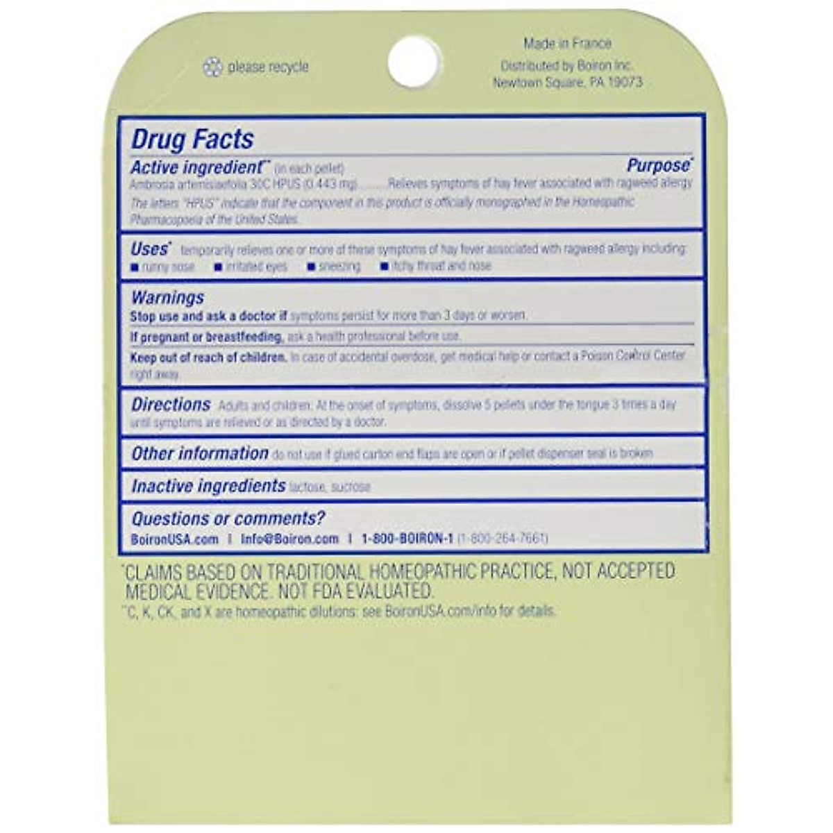 Boiron Ambrosia Ragweed Allergy Relief 30C Bonus Pack, 80 Count (Pack of 1)