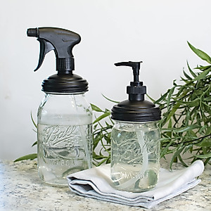 reCAP Mason Jar Sprayer and Pump Cap | Regular Mouth | Black | Made in the USA | Leak-proof | Freezer-proof