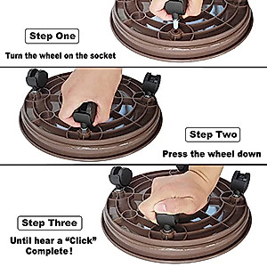 JzNova Plant Pallet Caddy with Wheels, Round Flower Pot Mover, Indoor Rolling Planter Dolly on Wheels, Outdoor Planter Trolley Tray Coaster, Brown