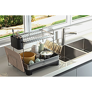 Genteen Utensil Holder Cutlery Silverware Drying Rack Dish Drying Rack Replacement Parts, Grey