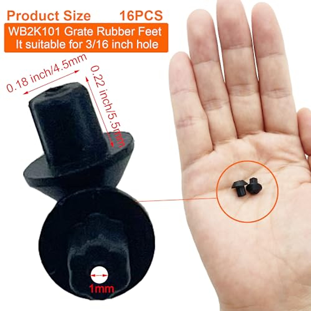 WB2K101 Rubber Feet Replacement for GE, Rubber Grate Feet for Kenmore Range Burner Grate, Gas Stove Top Cooktop Burner Grates Replaces WB02K0101 WB02T10461 AP2622260 PS241358 (16 Short Rubber Feet)