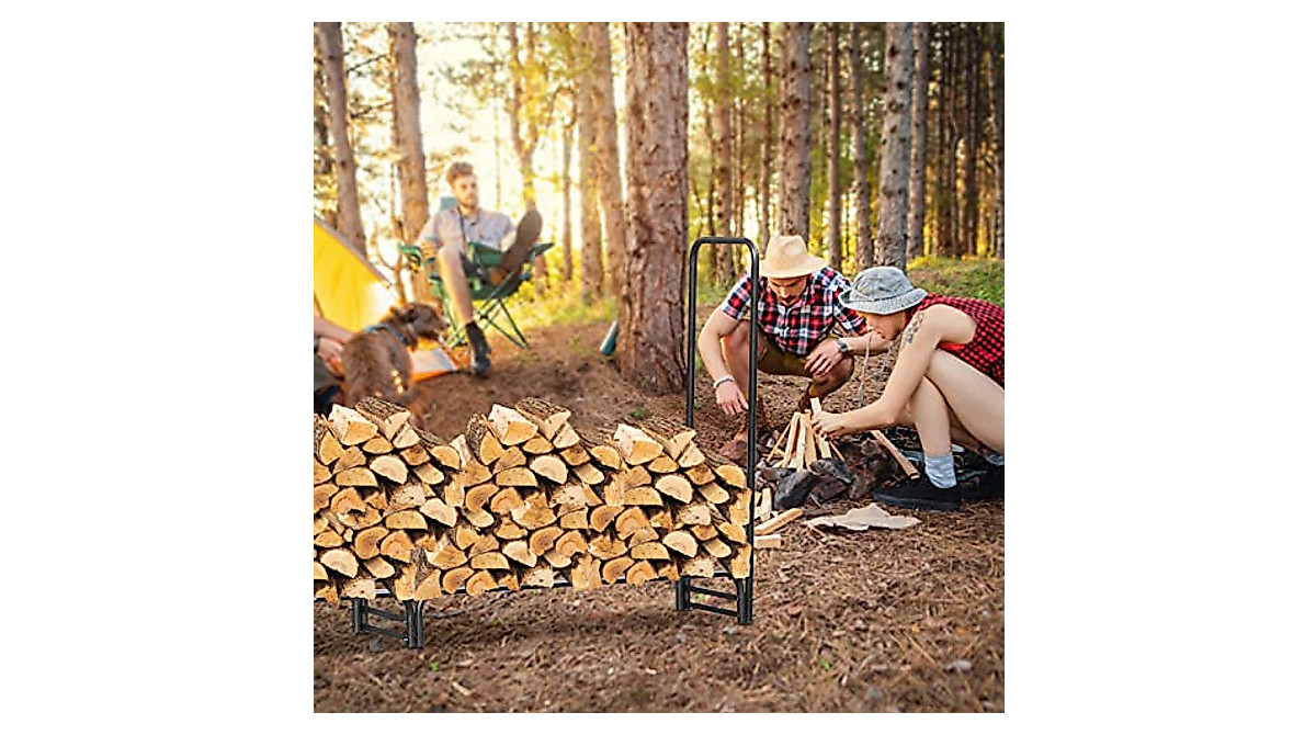 12ft Steel Firewood Rack Stand - Indoor & Outdoor Log Holder
