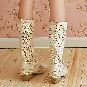 sparkly cowgirl boots, fall boots lace hollow low heel round head high barrel long boots short cowboy boots blue cowboy boots