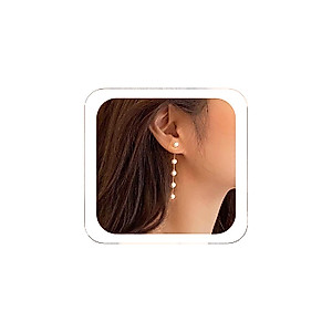 Long Tassel Dangle Pearl Earrings for women Bohemia Pearl Drop Earrings Gold Vintage Pearl Tassel Earrings Wedding Pearl Earrings jewelry for Women