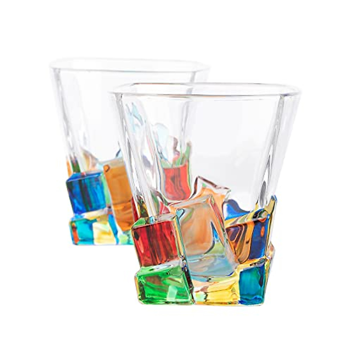 ivlere Whiskey Glass Set of 2 - Lead-Free Crystal Color Clear Scotch Glasses 15 oz Glassware for Drinking Bourbon Malt Cognac Irish Whisky